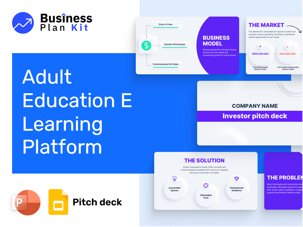 Adult Education E Learning Platform Pitch Deck
